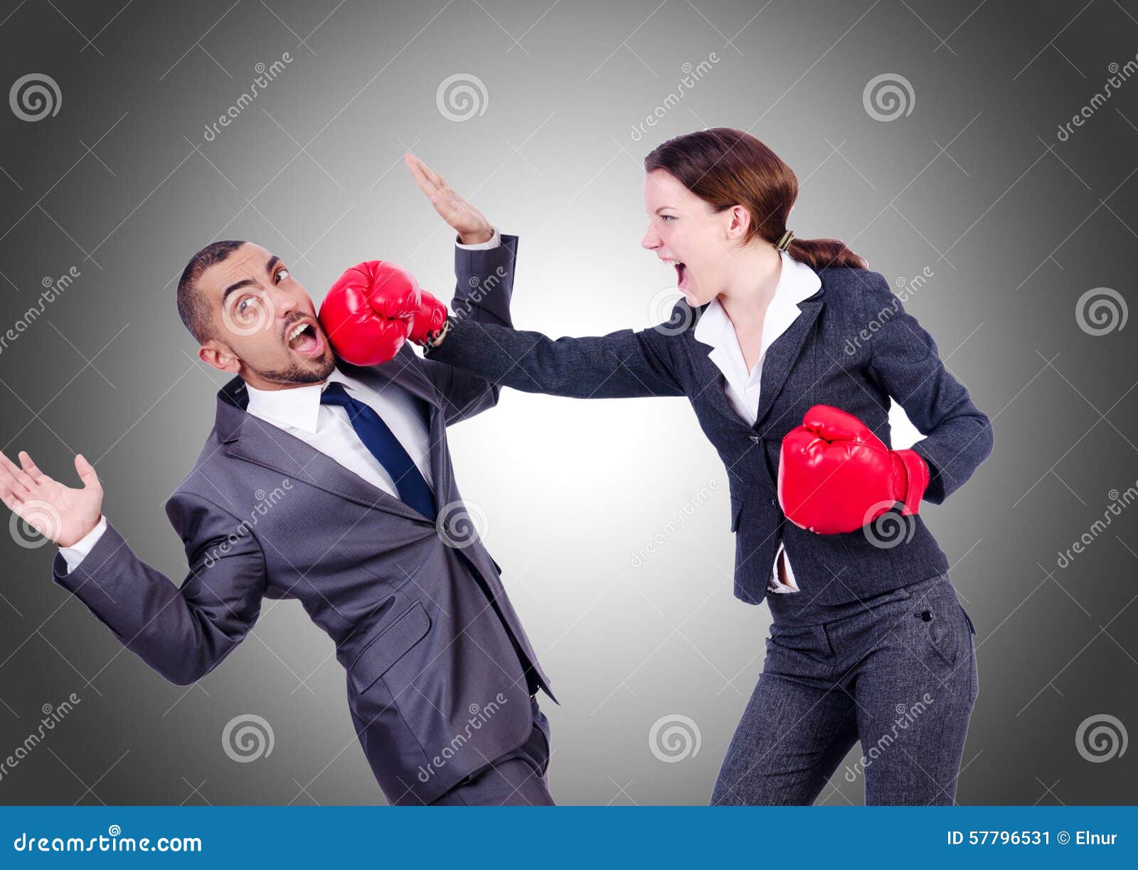 Office Pair Fighting Isolated on White Stock Image - Image of conflict ...