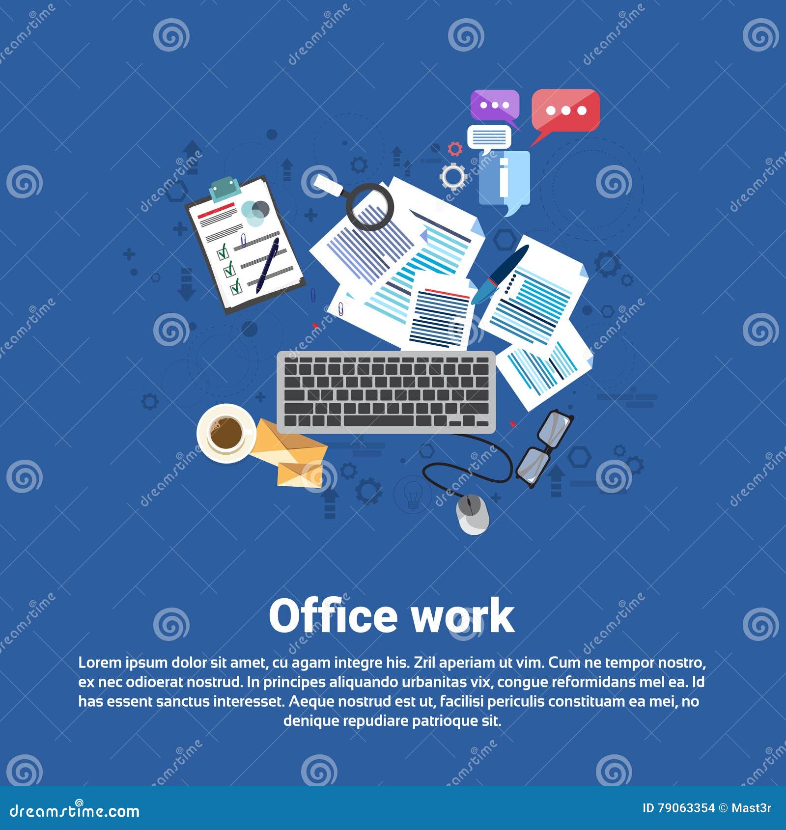 Office Paper Document Work Business Web Banner Stock Vector ...