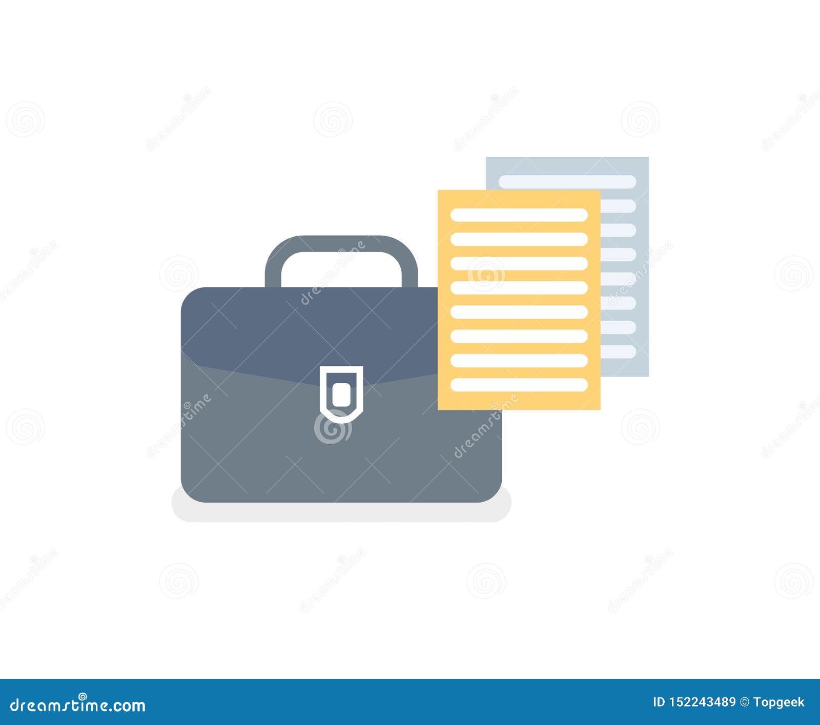 Office Paper Documents and Briefcase Isolated Stock Vector ...