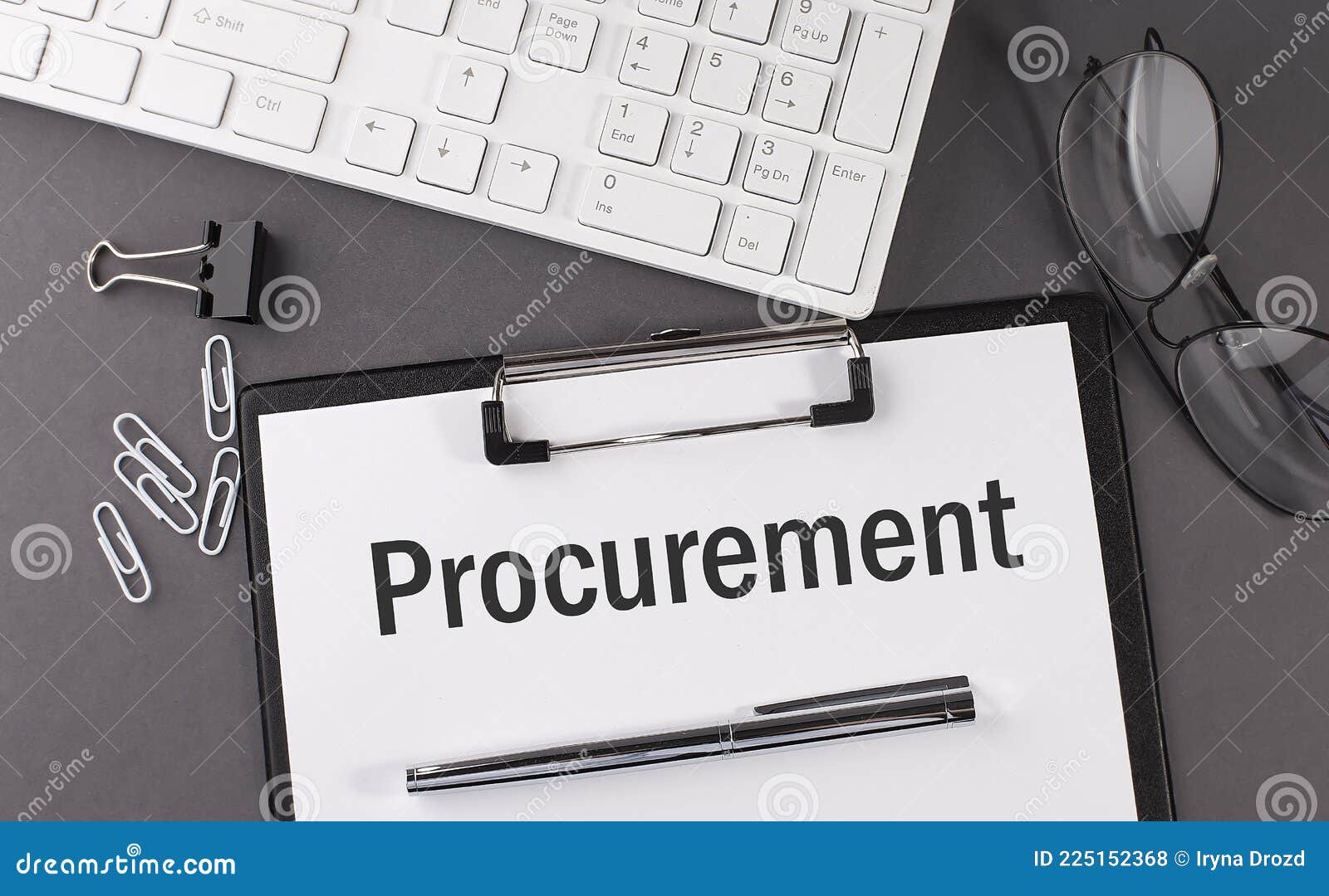 Office Paper Sheet with Text PROCUREMENT and Keyboard. Business Concept ...