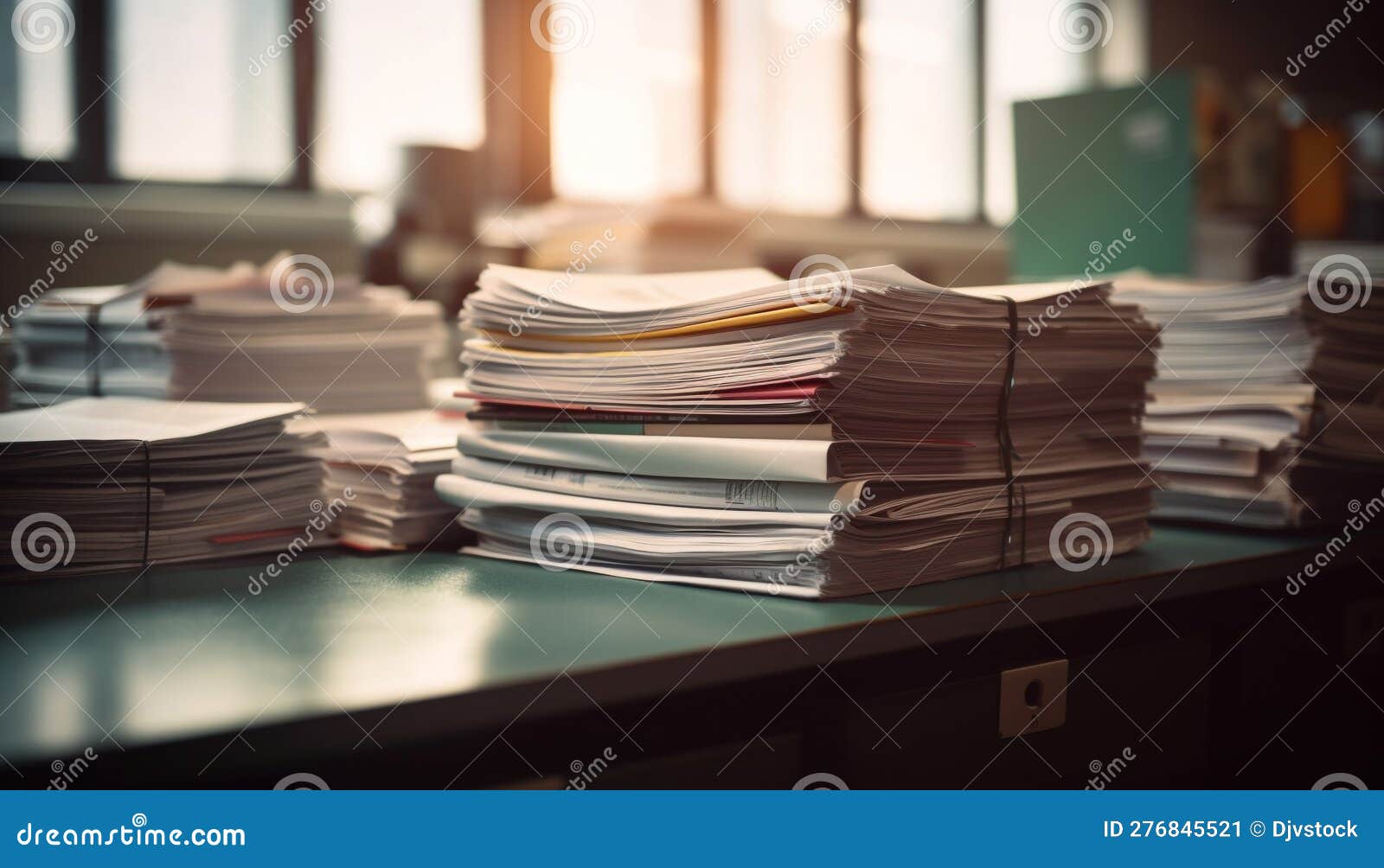 Office Paperwork Chaos, Stacks of Files Everywhere Generated by AI ...