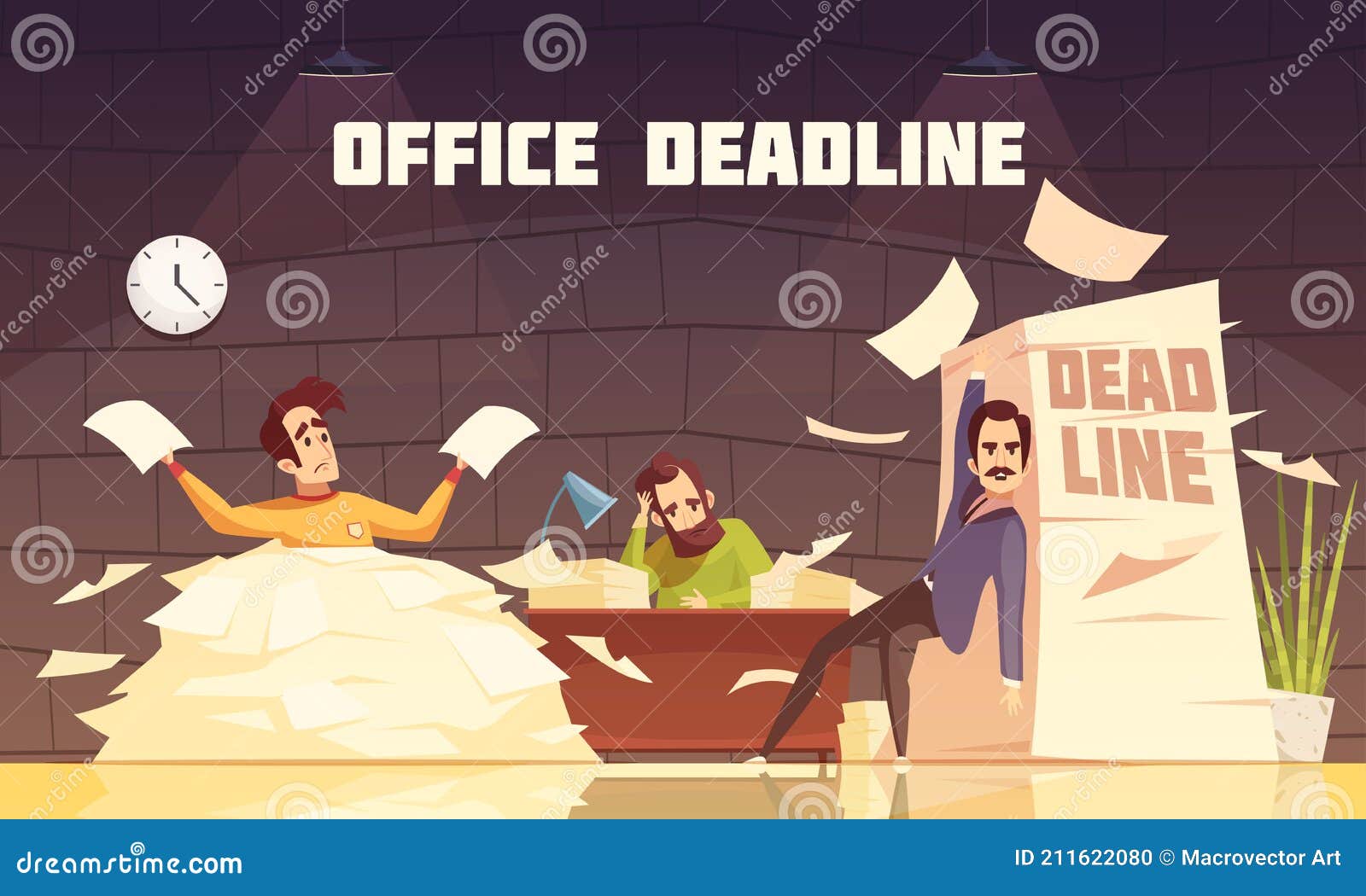 Office Paperwork Deadline Cartoon Poster Stock Vector - Illustration of ...