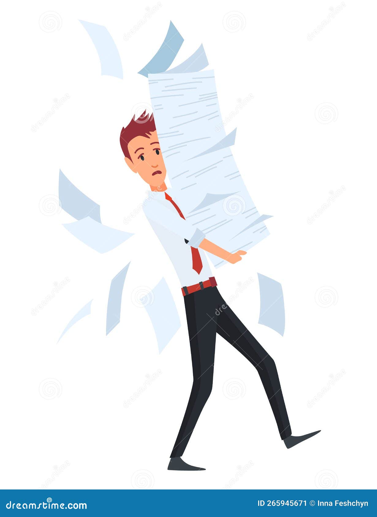 Office Paperwork. Office Worker with Stack of Documents Stock ...