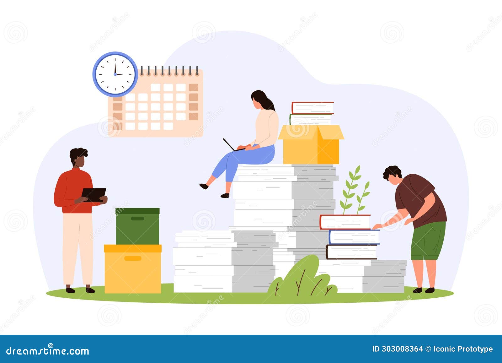 Paperwork Organization Concept Banner For Internet Vector Illustration ...