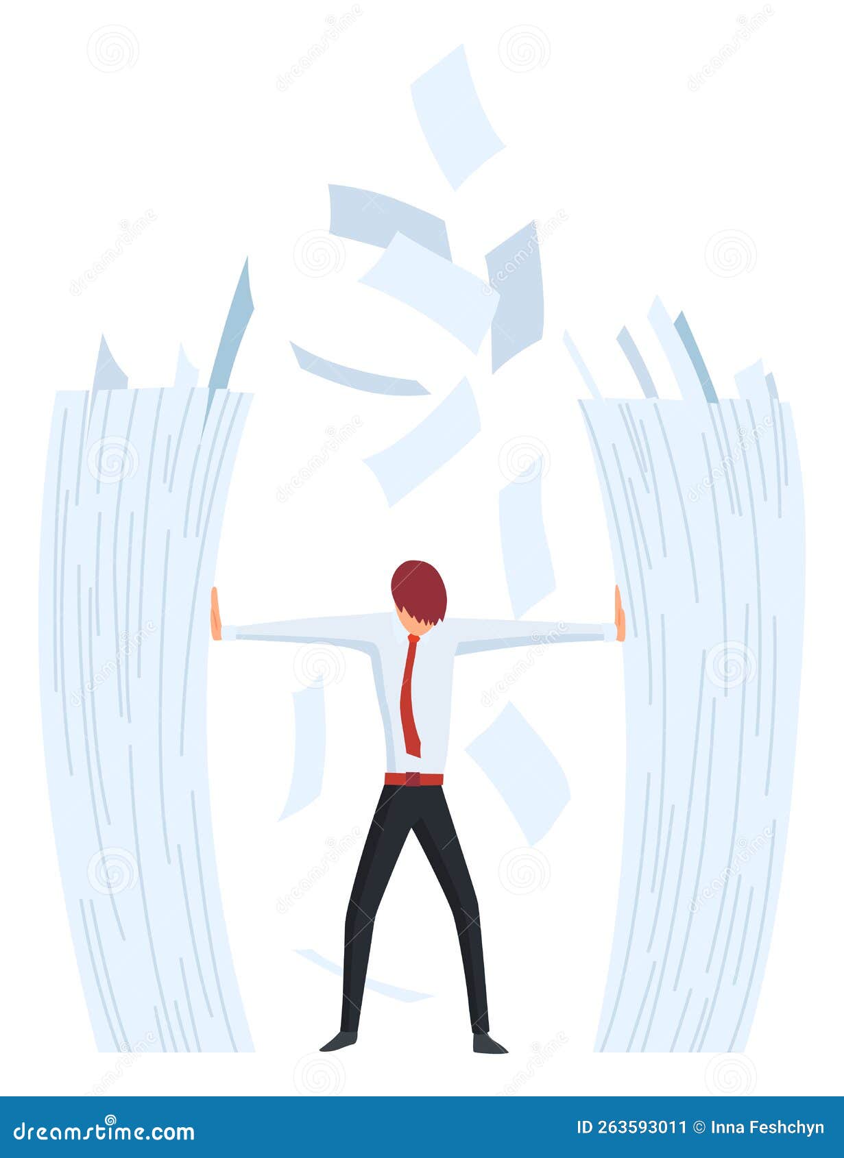 Office Paperwork. Office Worker with Stack of Documents Stock Vector ...