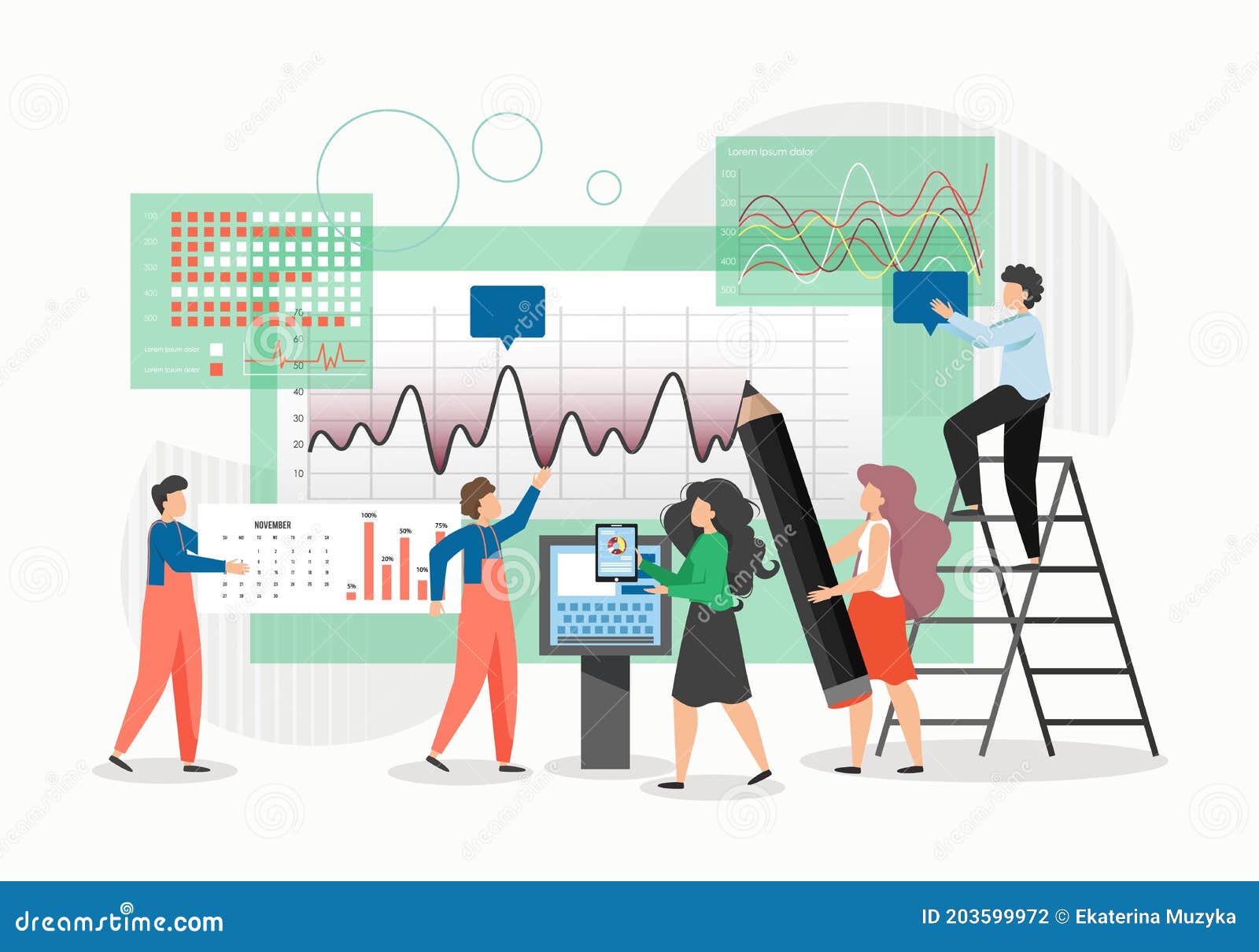 Office People, Analysts Building Dashboard, Analyzing Statistics and ...