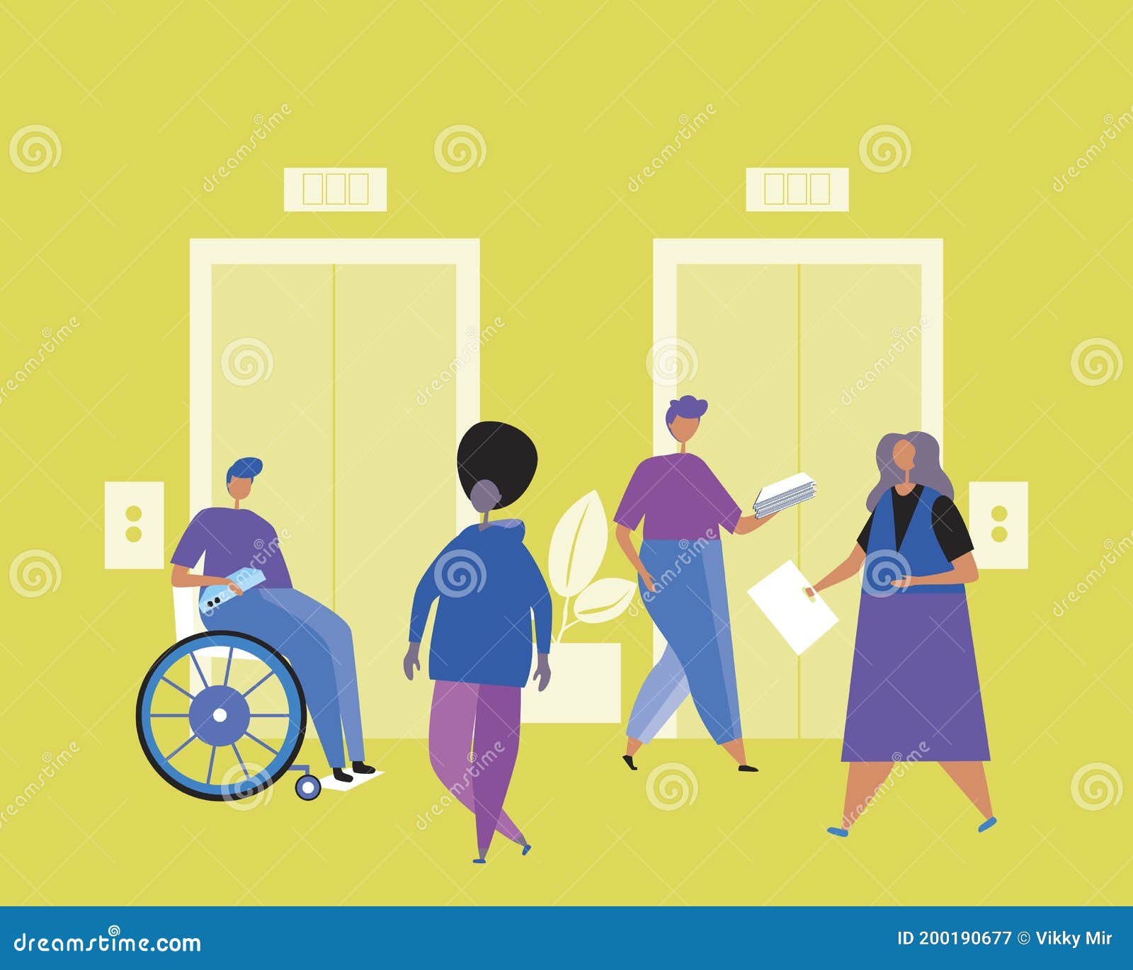 Inclusive Multicultural Office Workers At Workplace. Cartoon Business ...