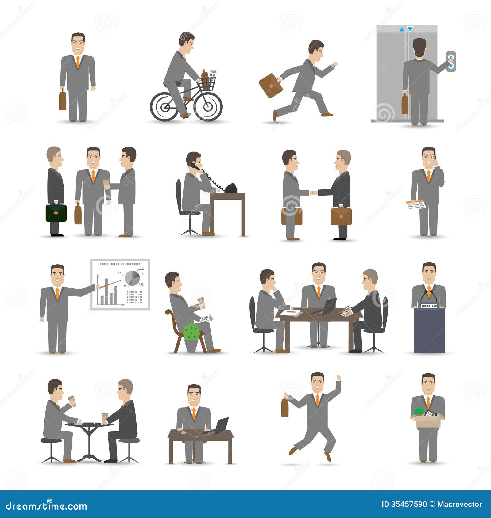 Office people set stock vector. Illustration of long - 35457590