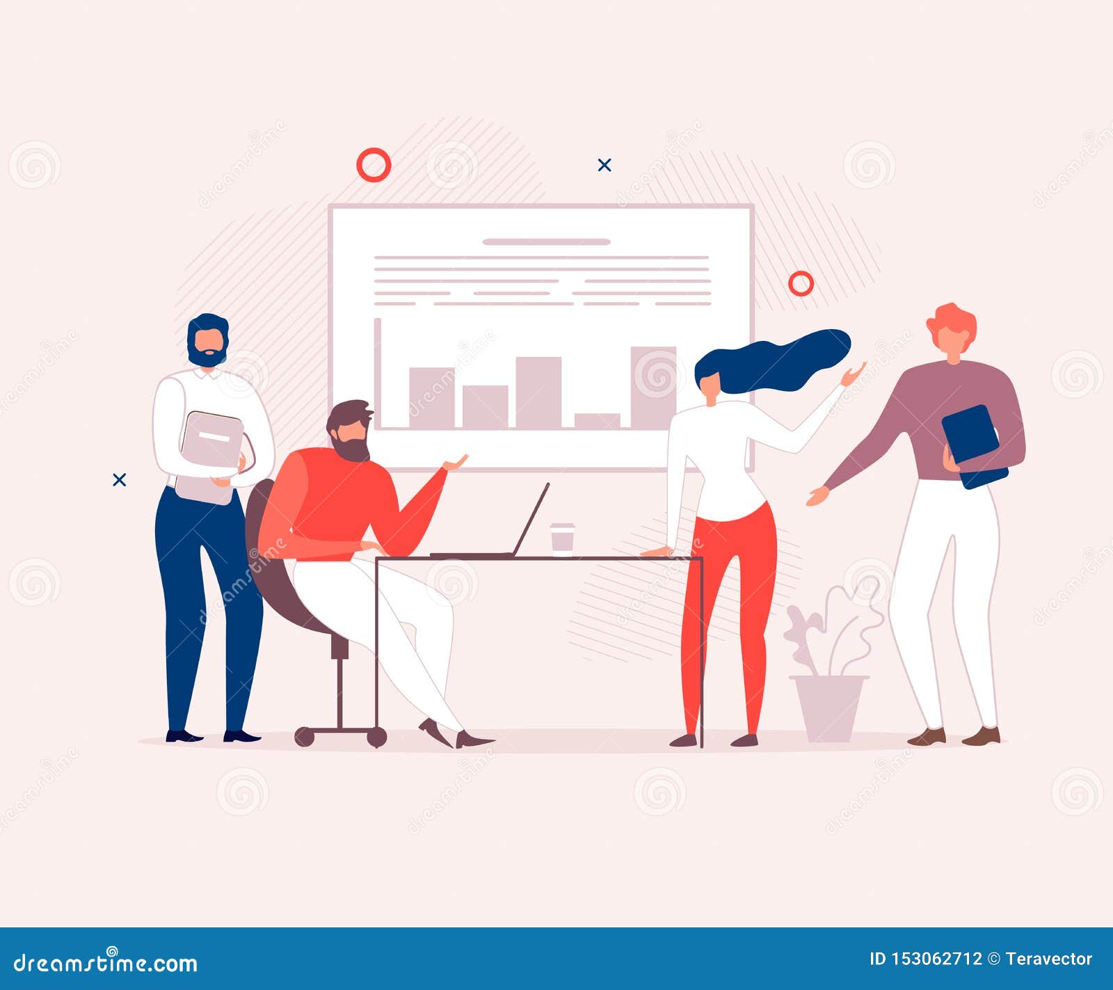 Office People Team Discussing Business Project Stock Vector ...