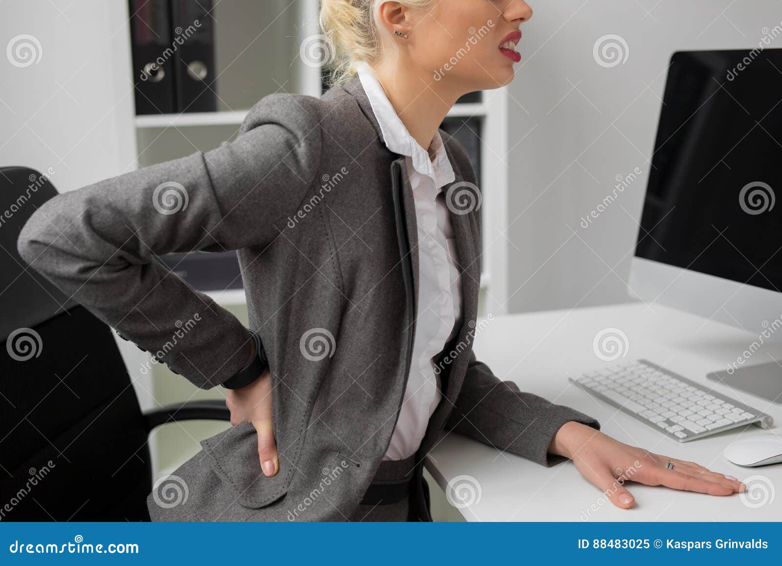 Office Person Having Back Pain Stock Image - Image of health, chair ...