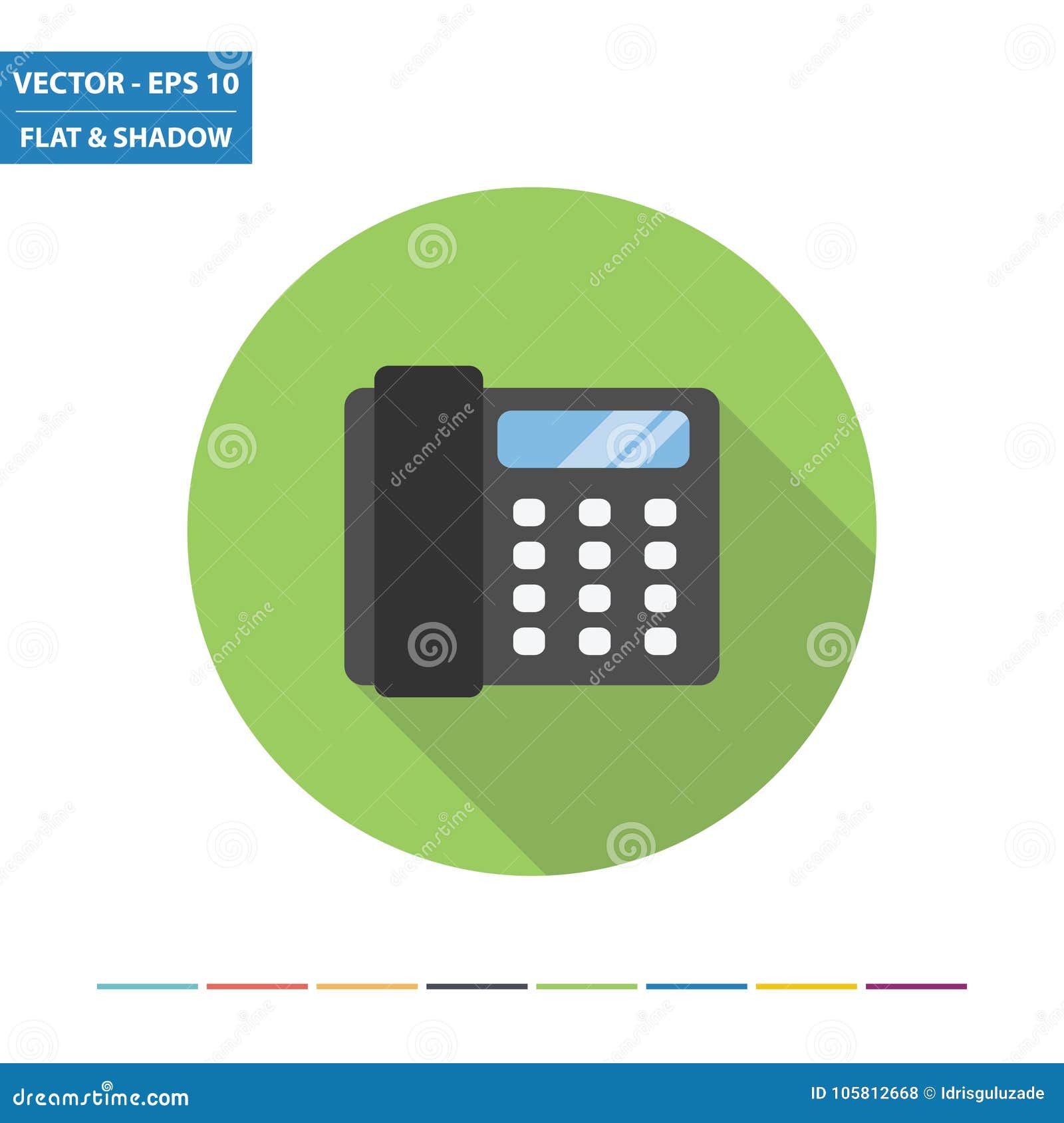 Office phone flat icon stock vector. Illustration of landline - 105812668