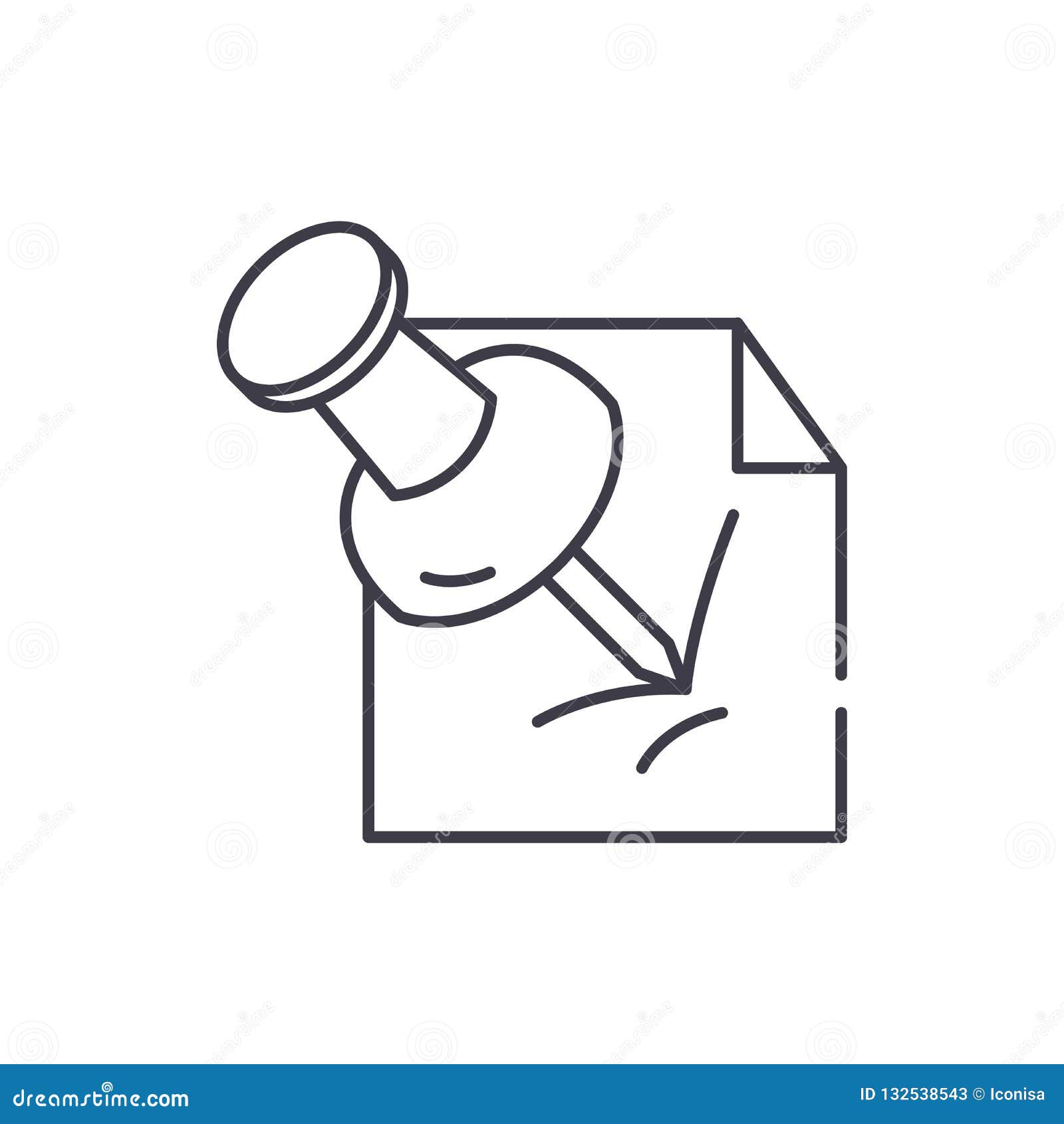 Office Pin Line Icon Concept. Office Pin Vector Linear Illustration ...