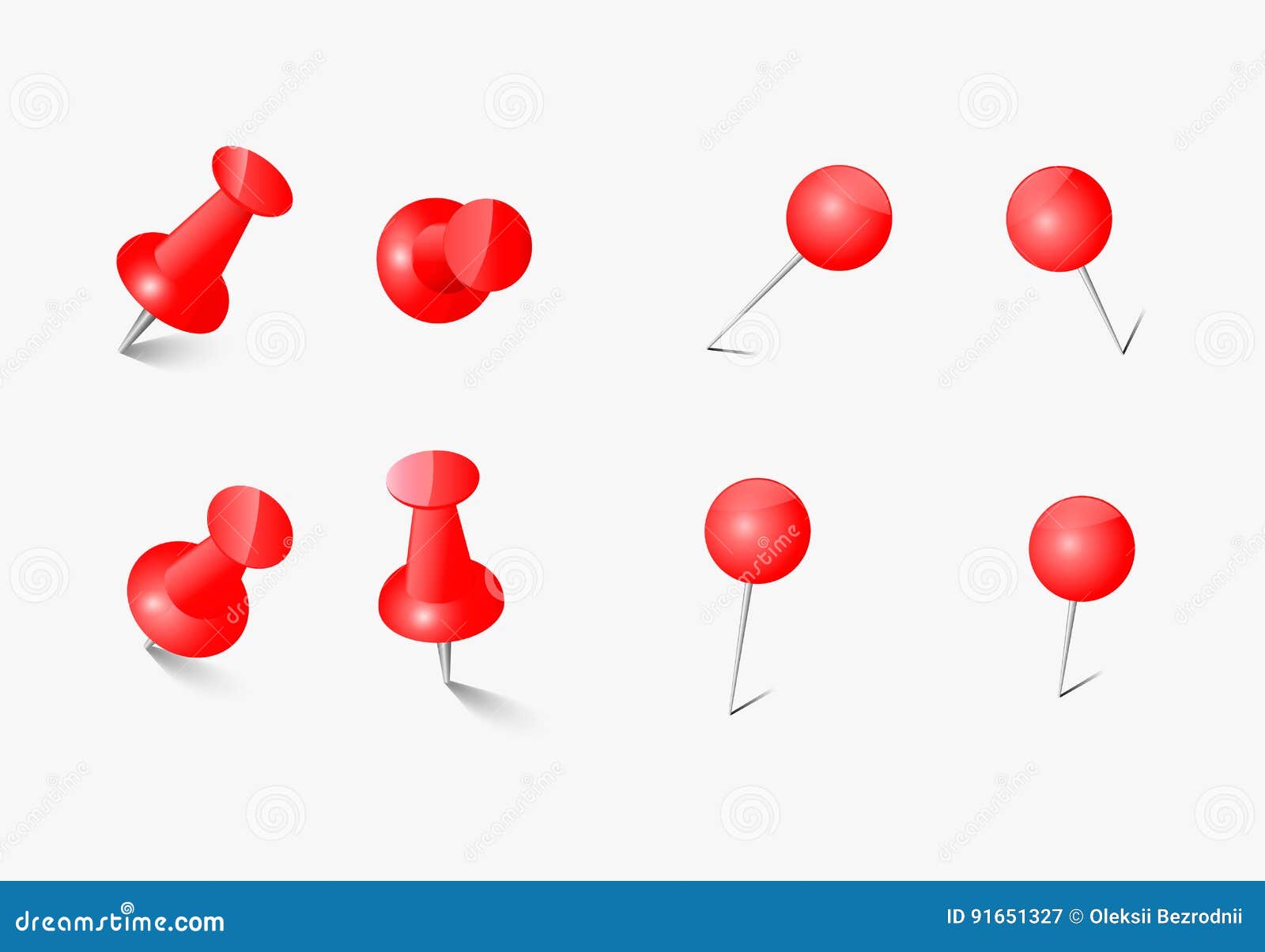 Office Pin Set Drawing Pin Button Vector Stock Vector - Illustration of ...