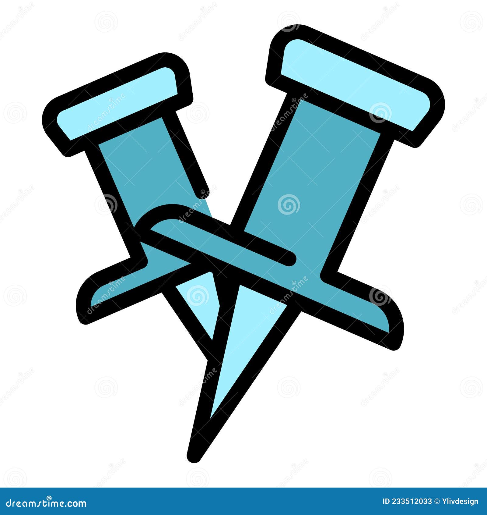 Office Pins Icon Color Outline Vector Stock Vector - Illustration of ...