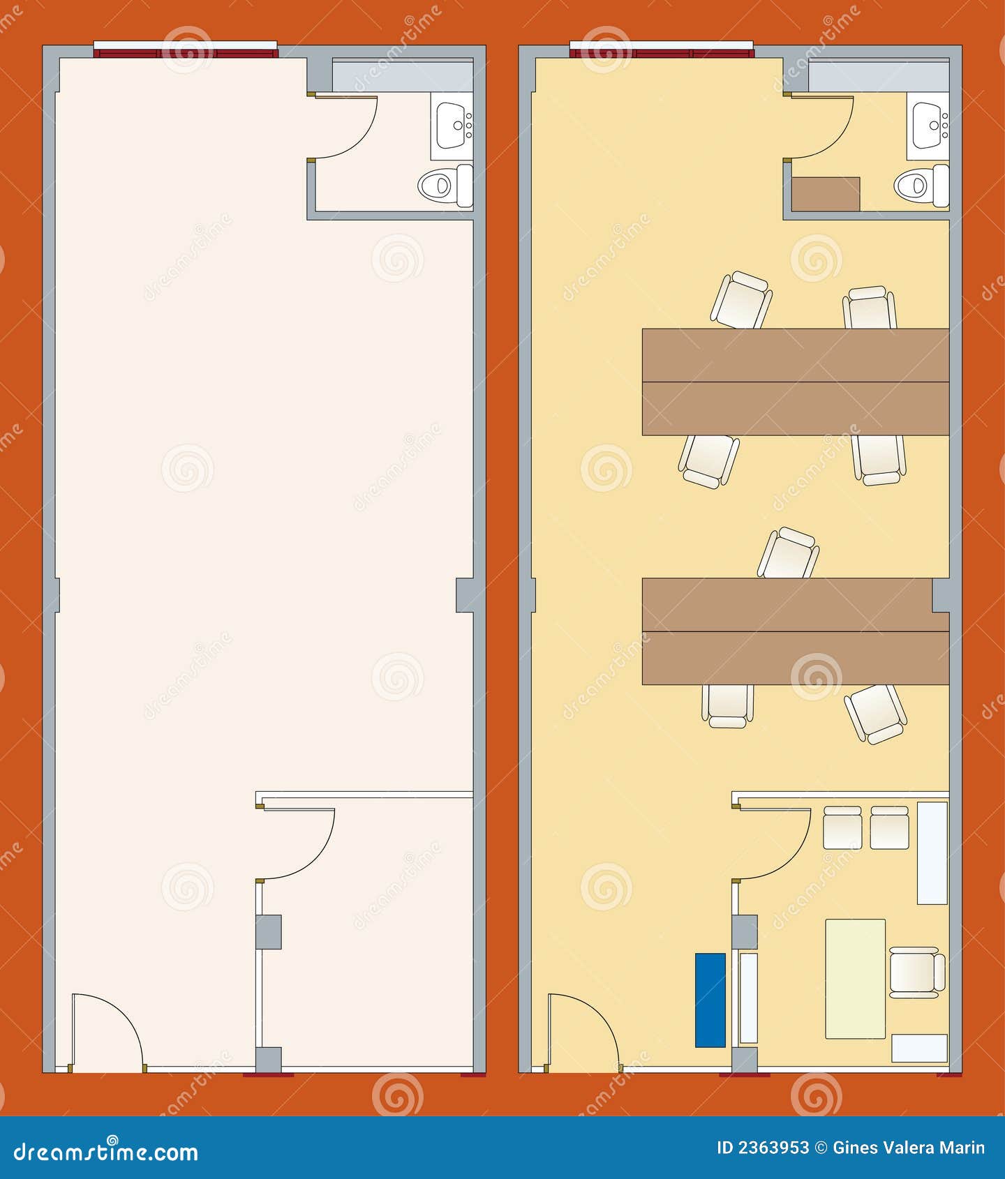 An Office Plan Layout Drawing Complete With The Furniture In 2D CAD ...