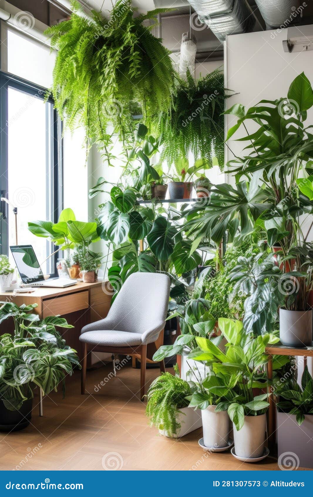Office Plants and Greenery Creating a Calming Work Environment Stock ...