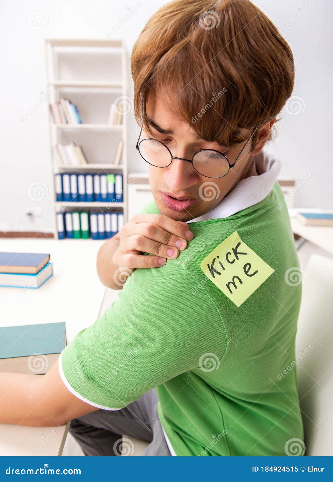 Office Prank with Kick Me Message on Sticky Note Stock Image - Image of ...