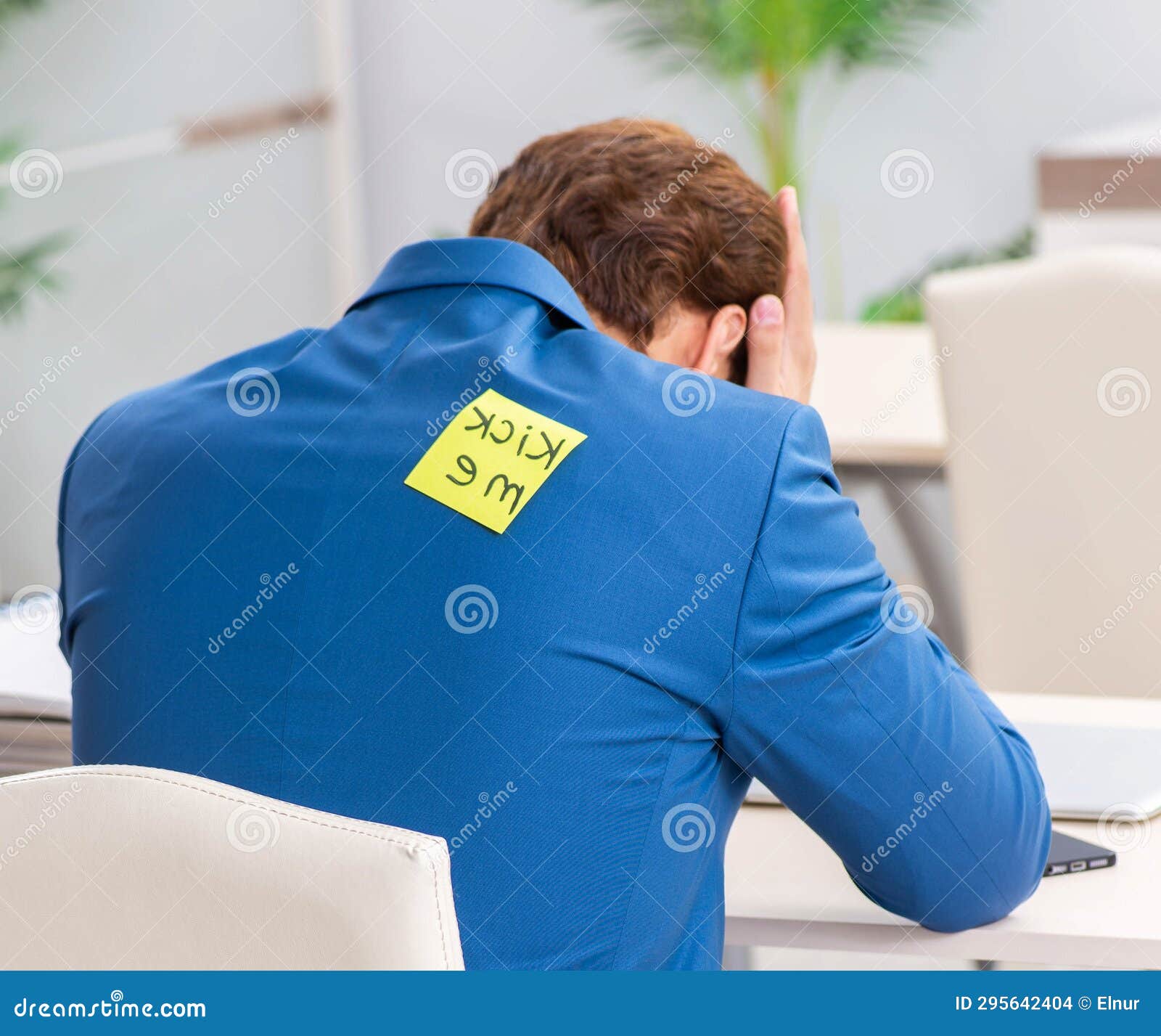 Office Prank with Kick Me Message on Sticky Note Stock Photo - Image of ...