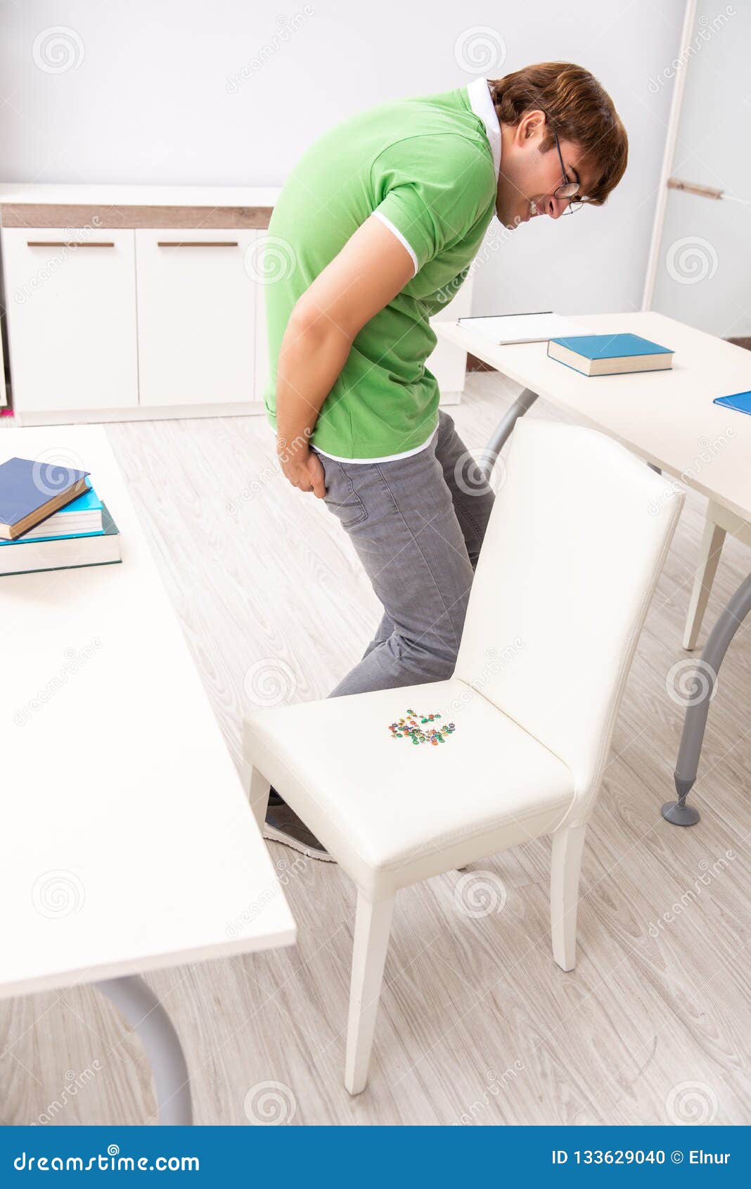 The Office Prank with Sharp Thumbtacks on Chair Stock Photo - Image of ...