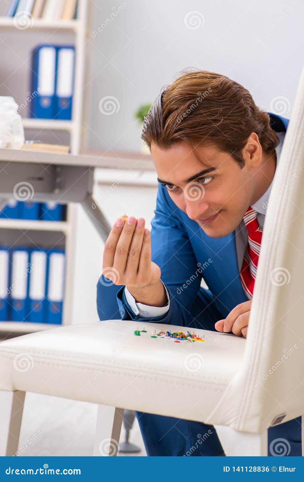 The Office Prank with Sharp Thumbtacks on Chair Stock Photo - Image of ...