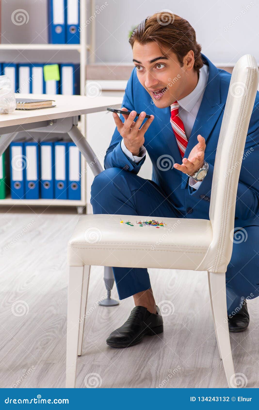 The Office Prank with Sharp Thumbtacks on Chair Stock Photo - Image of ...
