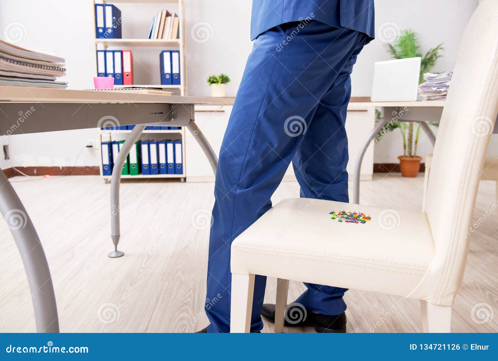 The Office Prank with Sharp Thumbtacks on Chair Stock Photo - Image of ...