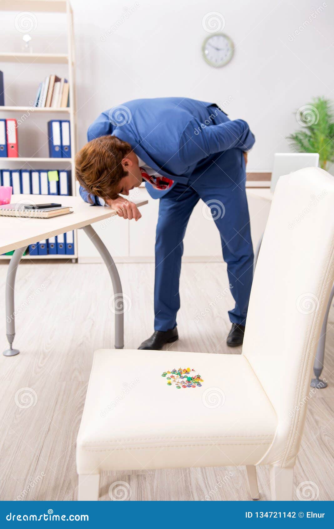 The Office Prank with Sharp Thumbtacks on Chair Stock Photo - Image of ...