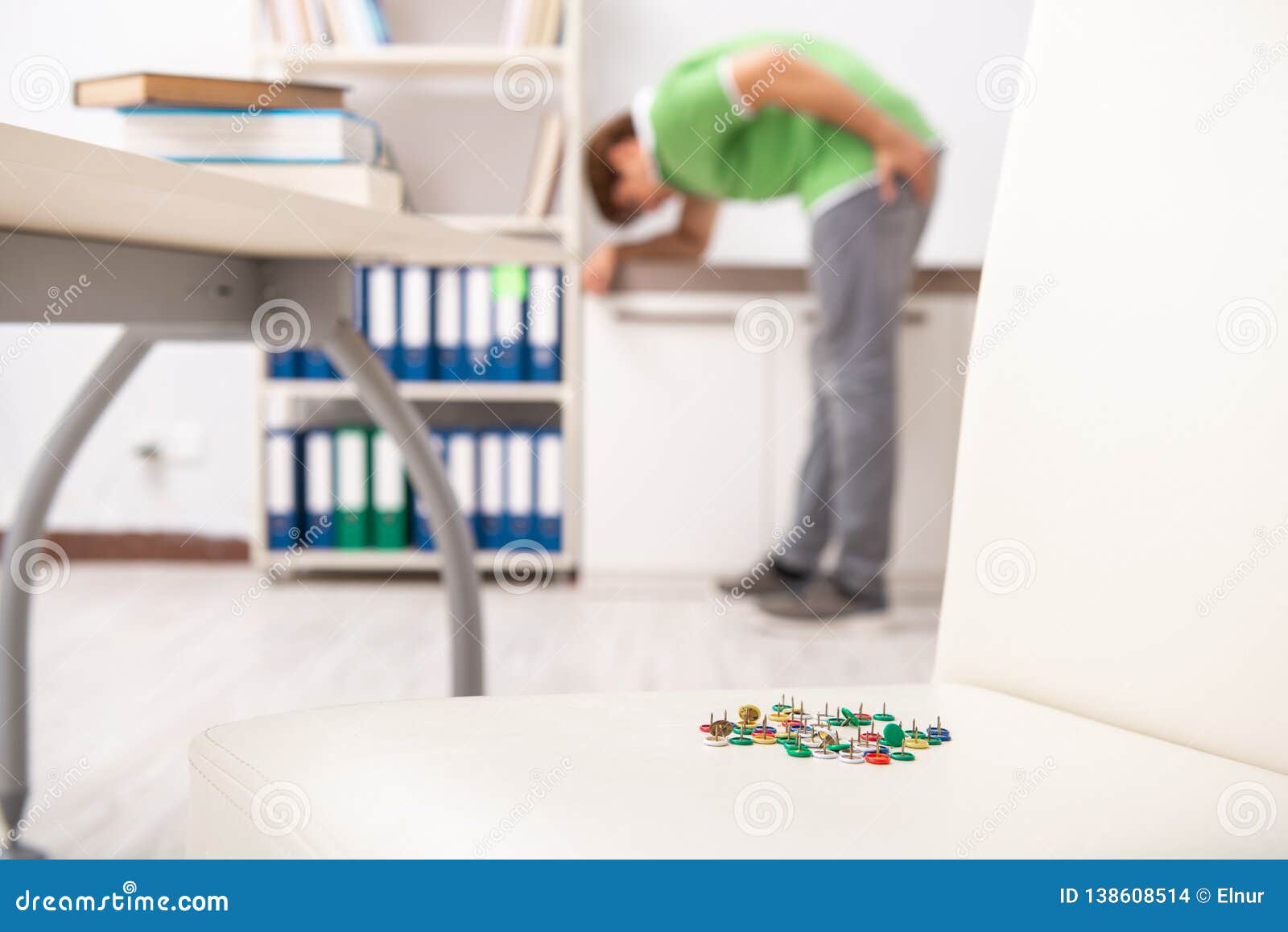 The Office Prank with Sharp Thumbtacks on Chair Stock Photo - Image of ...