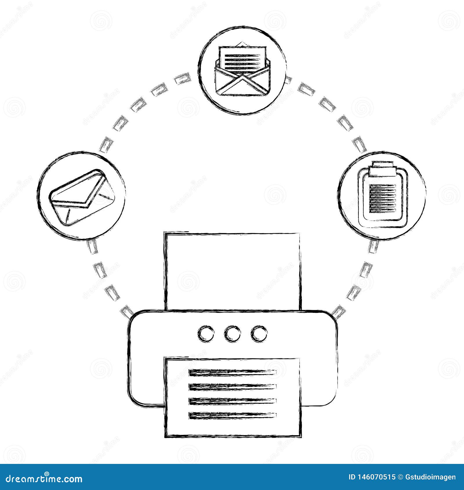 Office Printer Email Clipboard Documents Stock Illustration ...