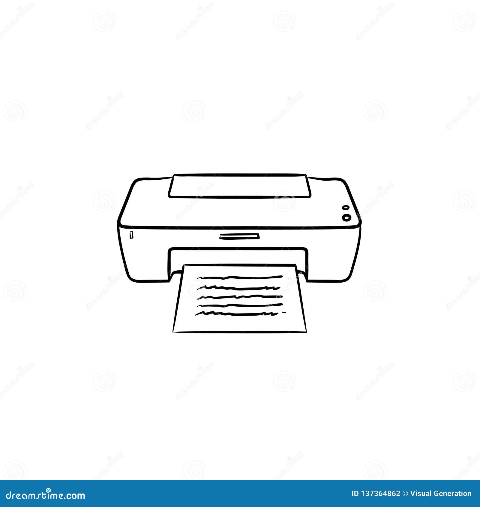 Office Printer Hand Drawn Outline Doodle Icon. Stock Vector ...