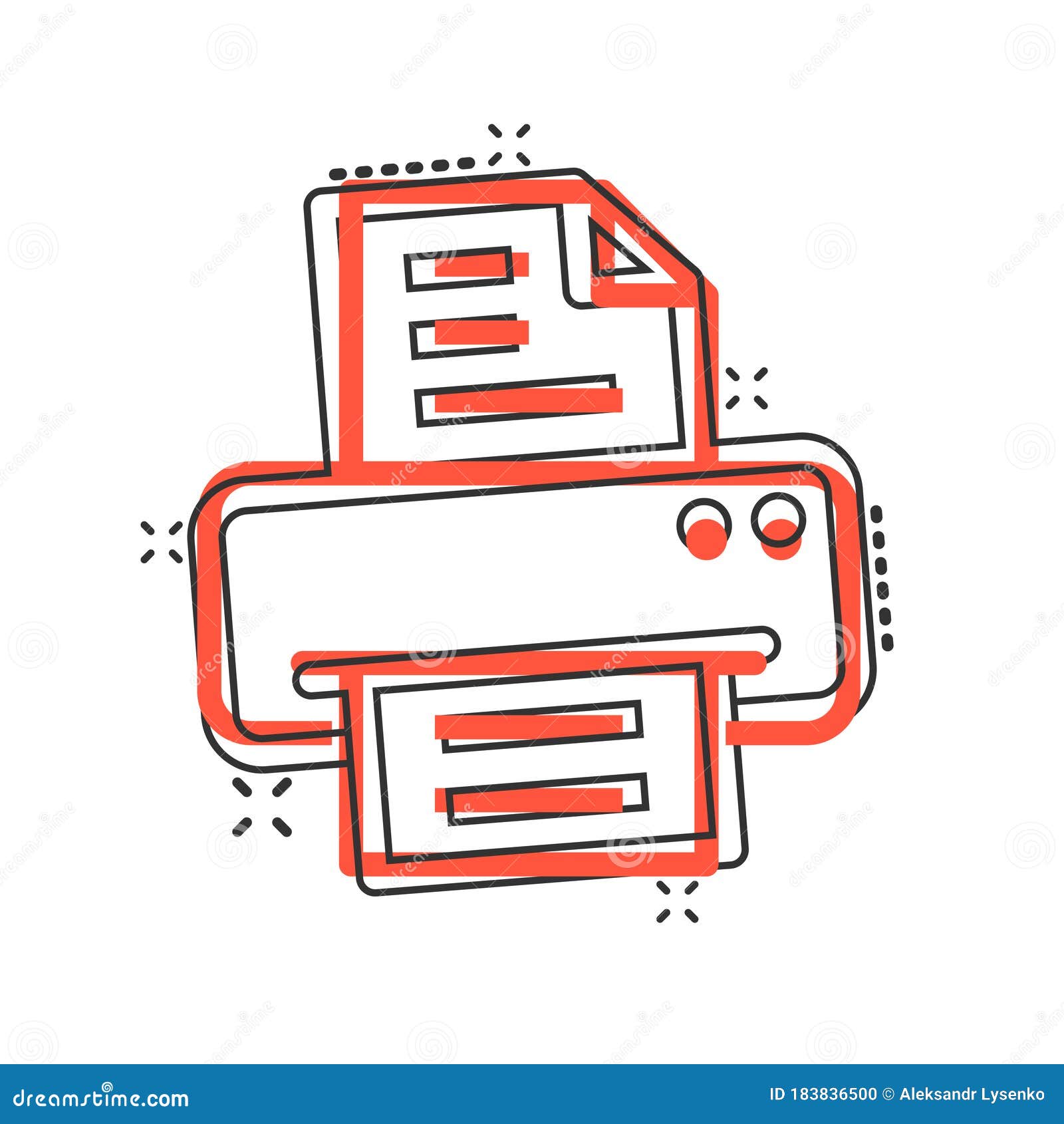 Office Printer Icon In Comic Style. Fax Cartoon Vector Illustration On ...