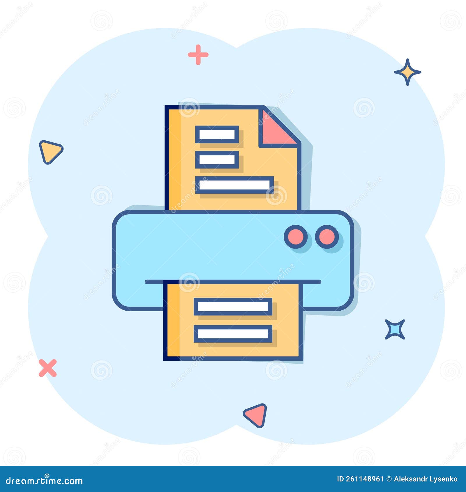 Office Printer Icon in Comic Style. Fax Cartoon Vector Illustration on ...