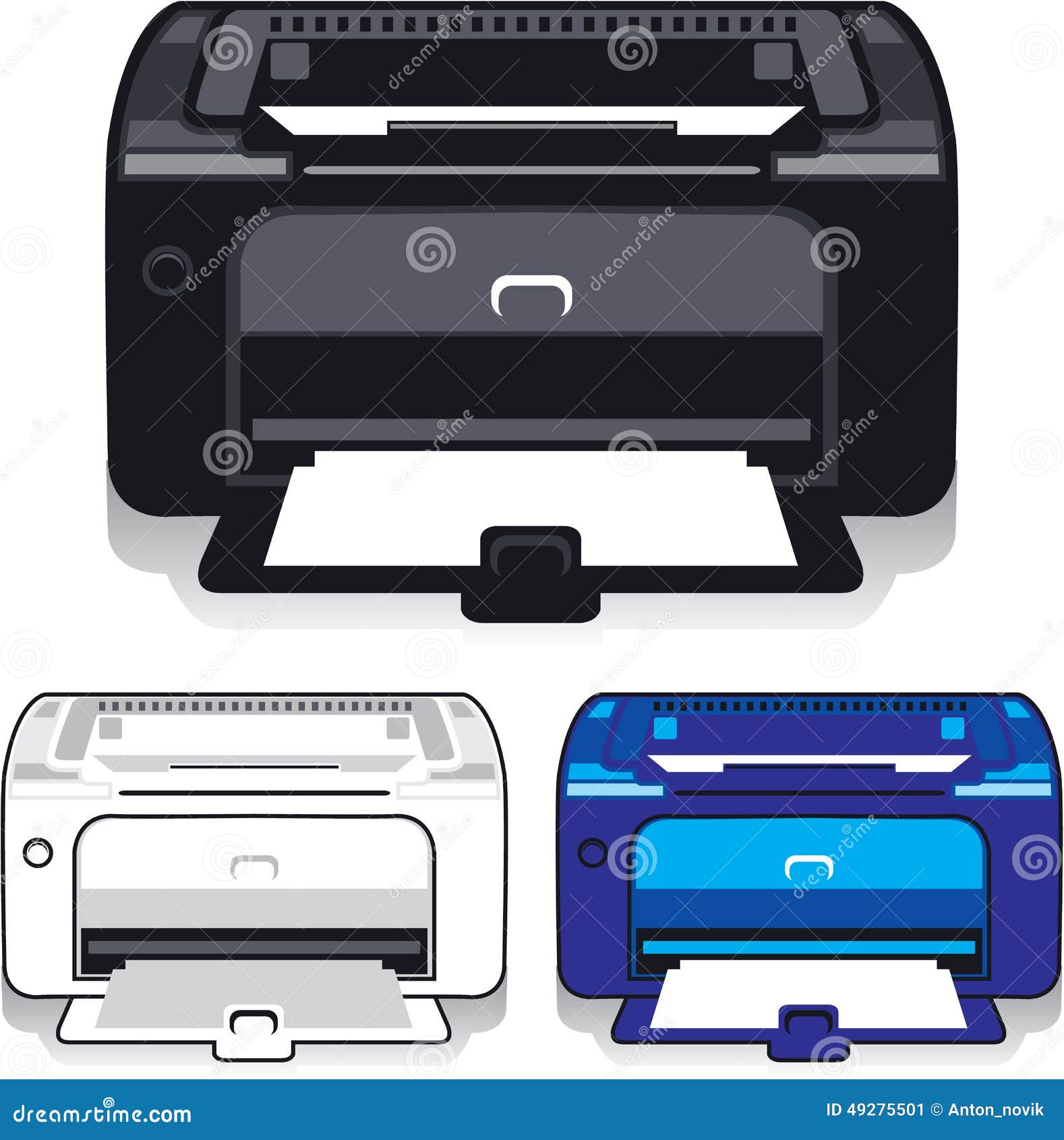 Office Printer Technology Vector Illustration. Computer Printer Paper ...