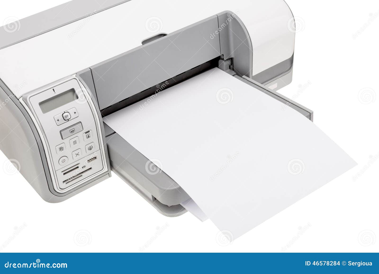 Office Printer with Paper for Printing Text. Stock Photo - Image of ...