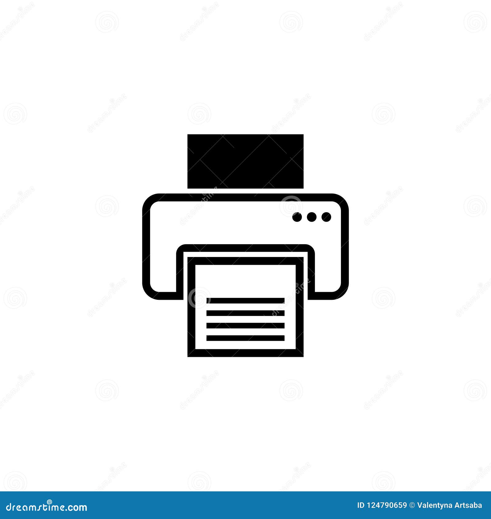 Office Printer Technology Vector Illustration. Computer Printer Paper ...