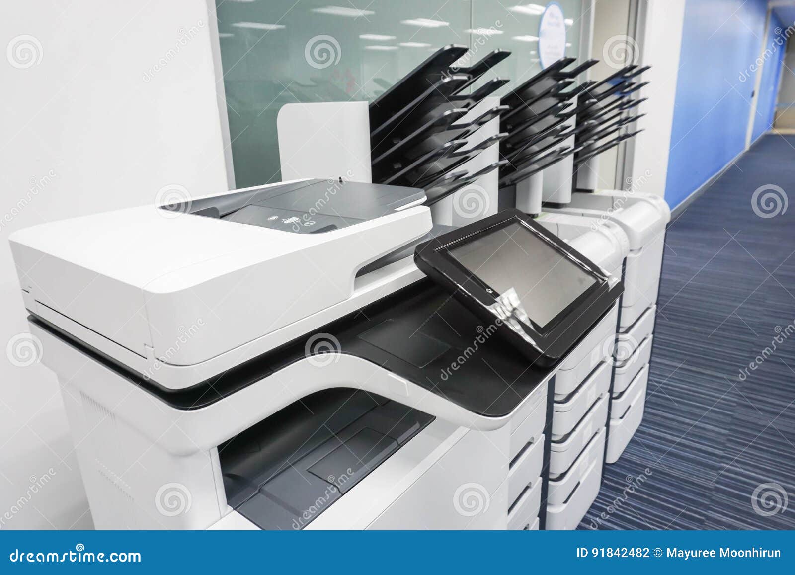 Office Printers Set Up Ready for Printing Business Documents Stock ...