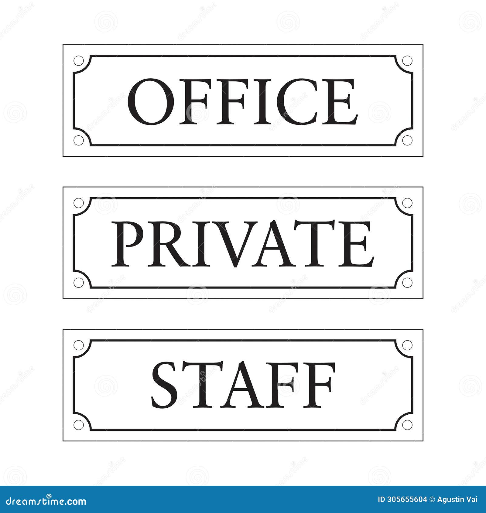 Office, Private and Staff Retro Style Banners on a White Background ...