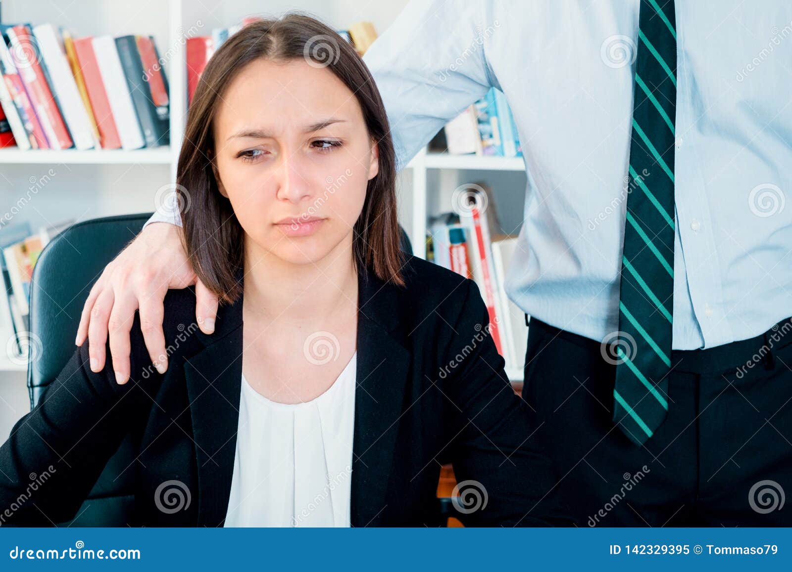 Office Problem and Boss Harassing Young Secretary Stock Image - Image ...