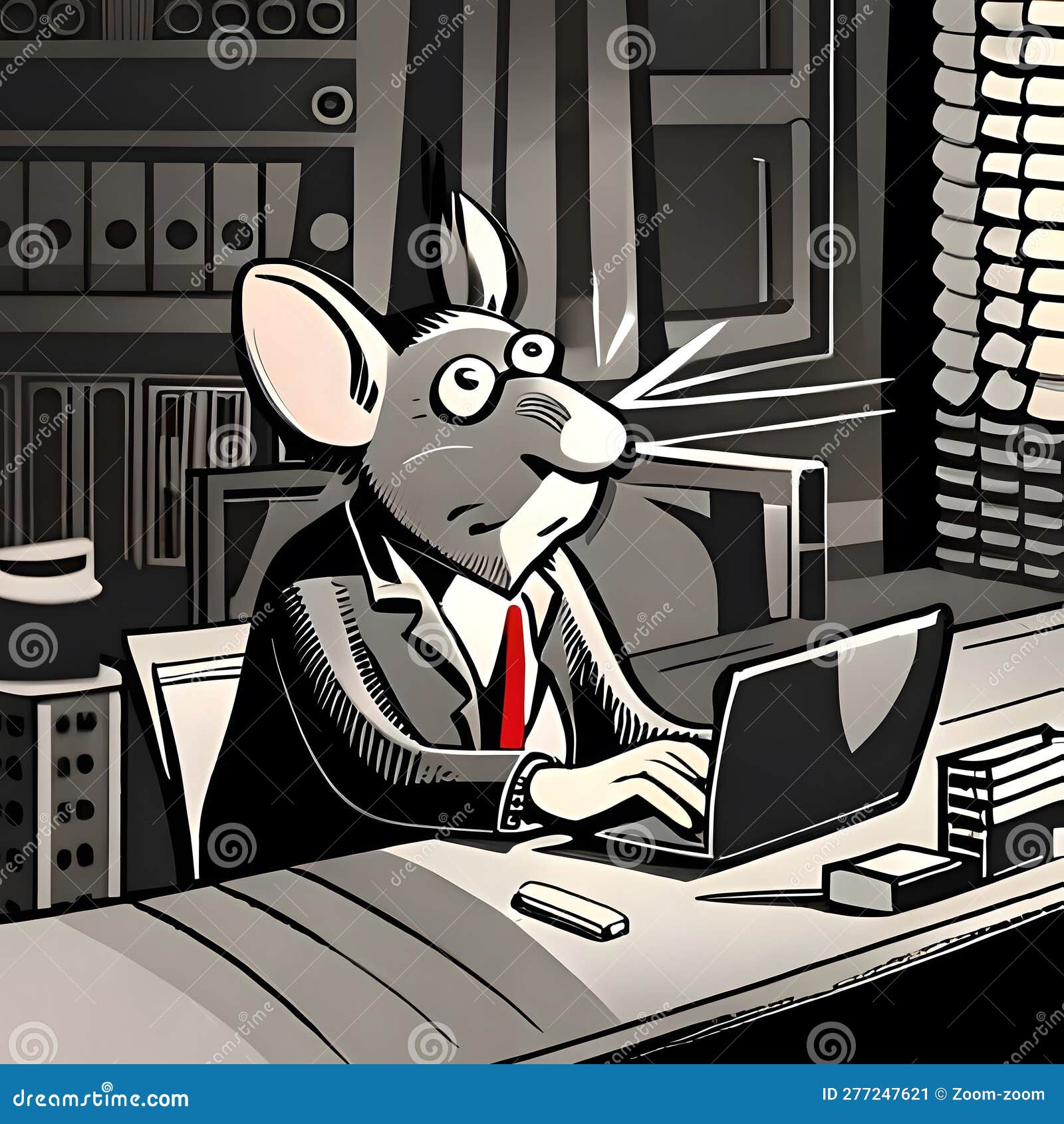 Office rat with computer stock illustration. Illustration of retirement ...