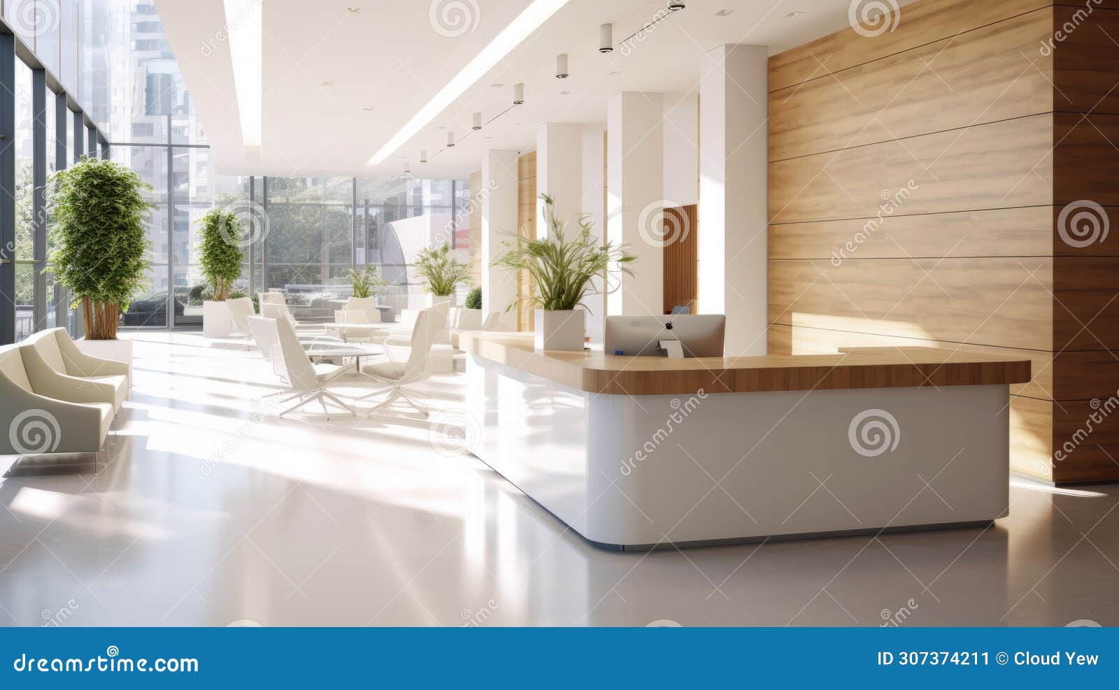 An Office Reception Area with a Modern and Inviting Atmosphere Stock ...