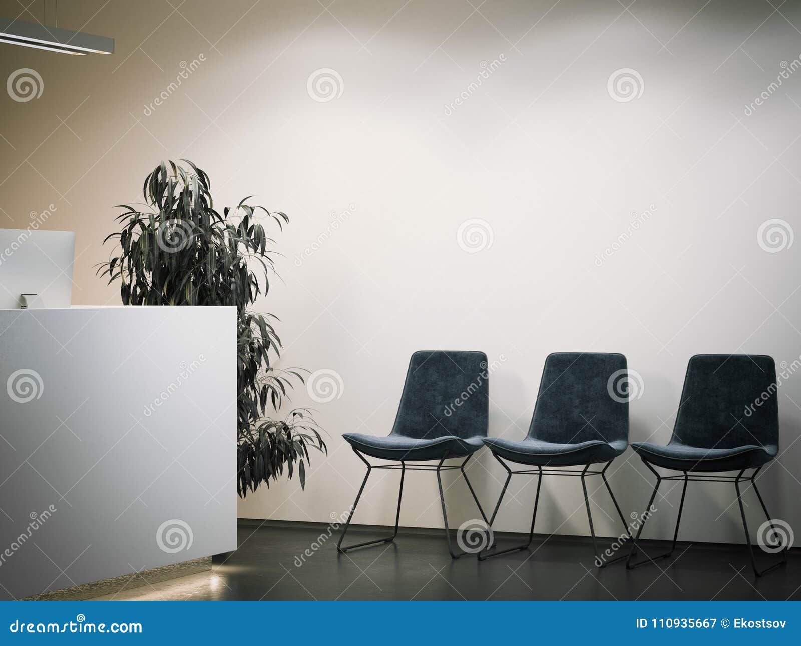 Office Reception with Waiting Area. 3d Rendering Stock Image - Image of ...