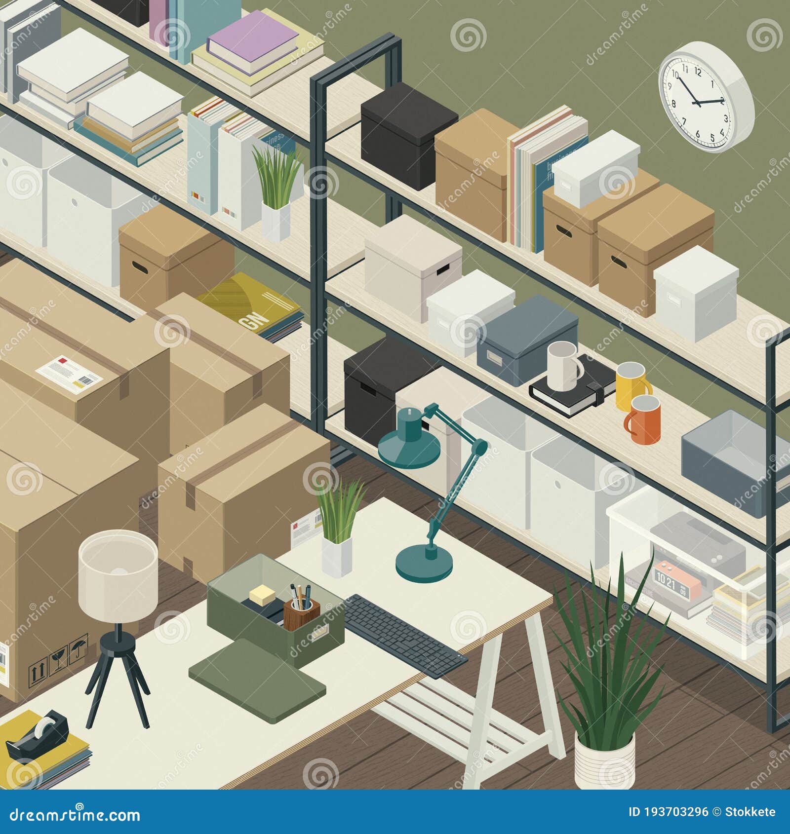Office Relocation Isometric Flowchart Vector Illustration ...