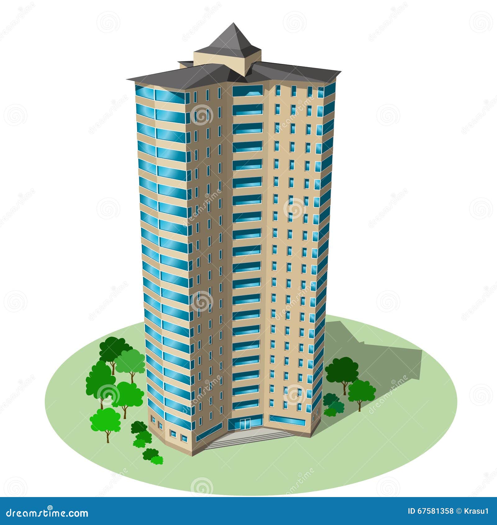 Office and Residential Skyscraper. Vector Isometric Building Iso Stock ...