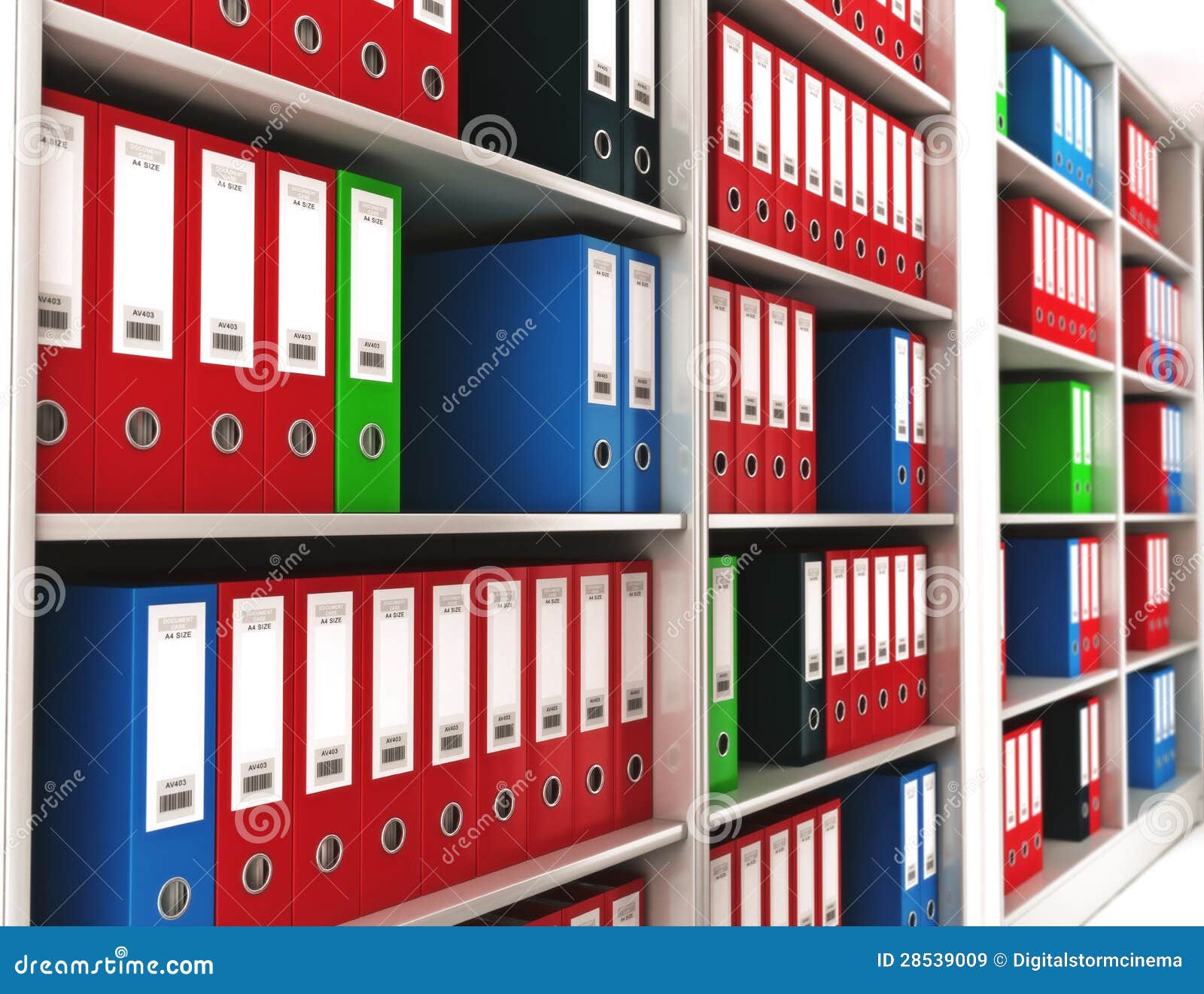 Office Ring Binders on a Bookshelf Stock Illustration - Illustration of ...