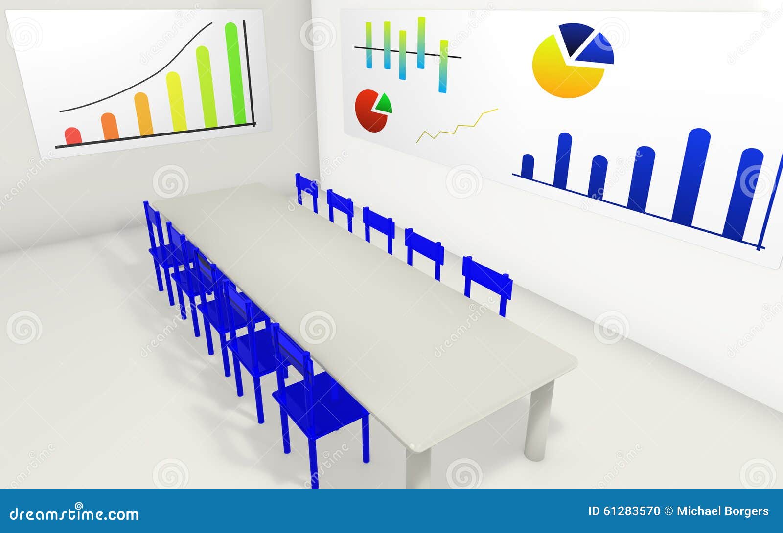 Office room with charts stock illustration. Illustration of result ...