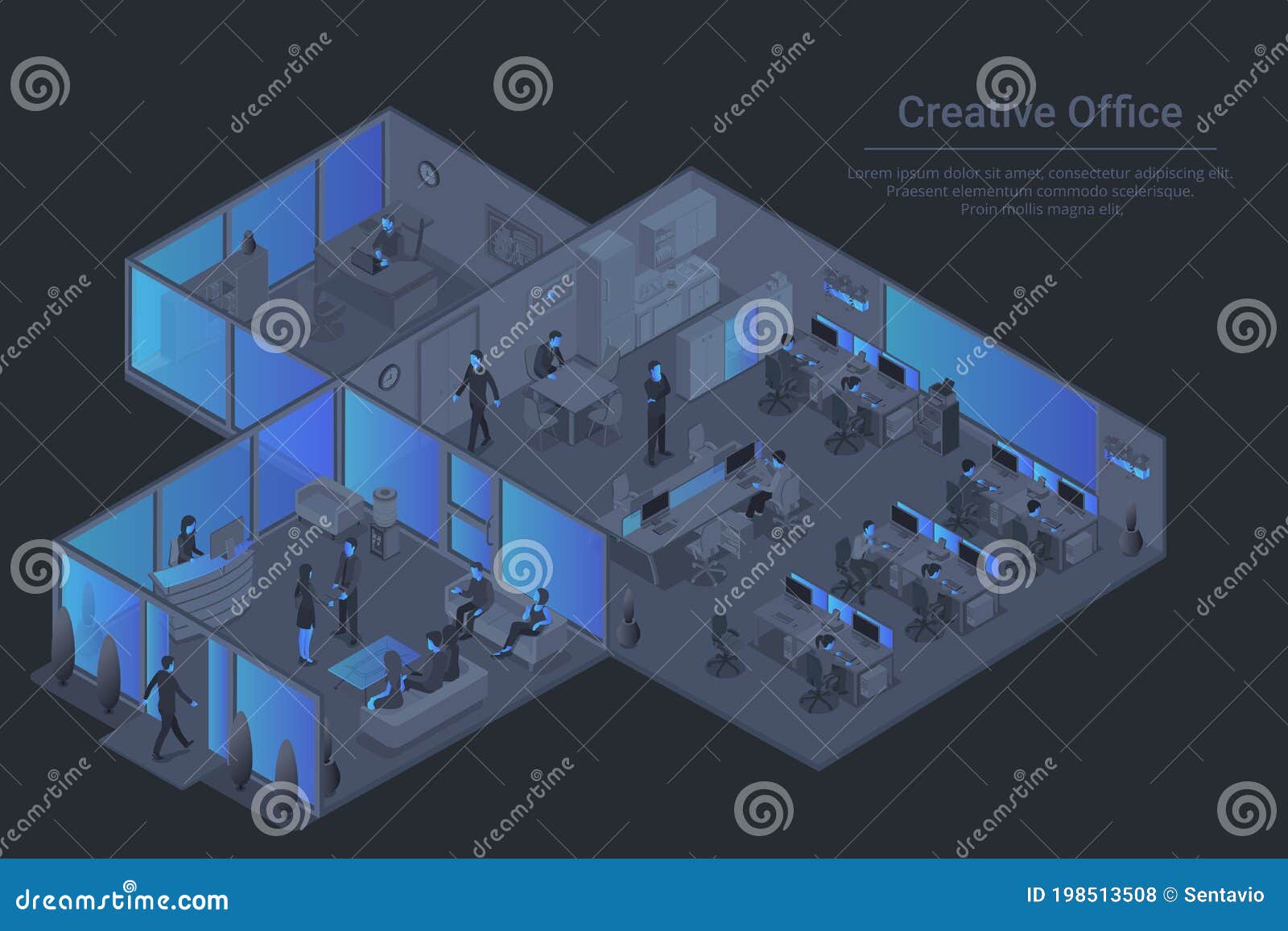 Set Of Office Departments Line Flat Design Icons And Pictograms. Vector ...