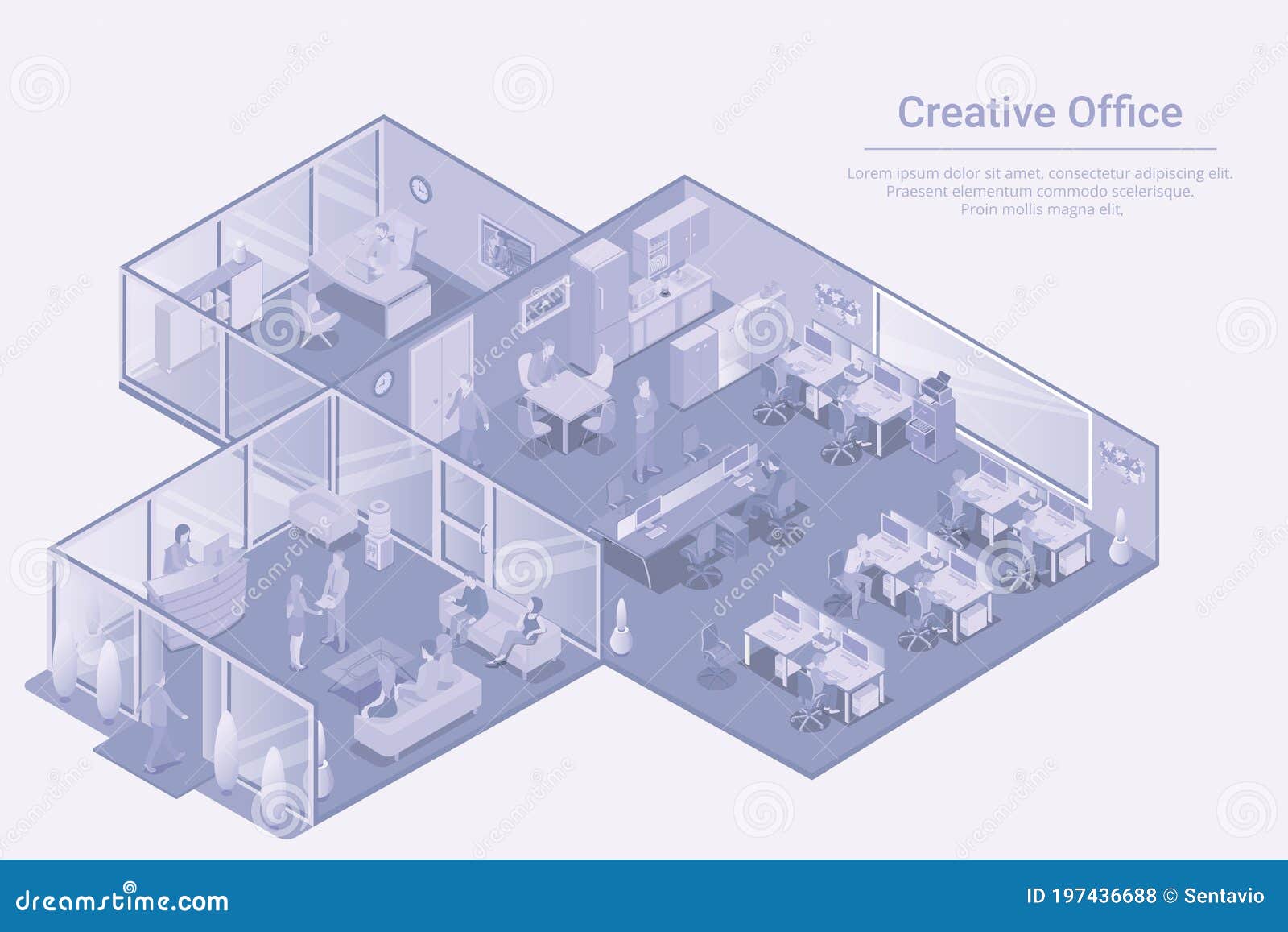 Set Of Office Departments Line Flat Design Icons And Pictograms ...
