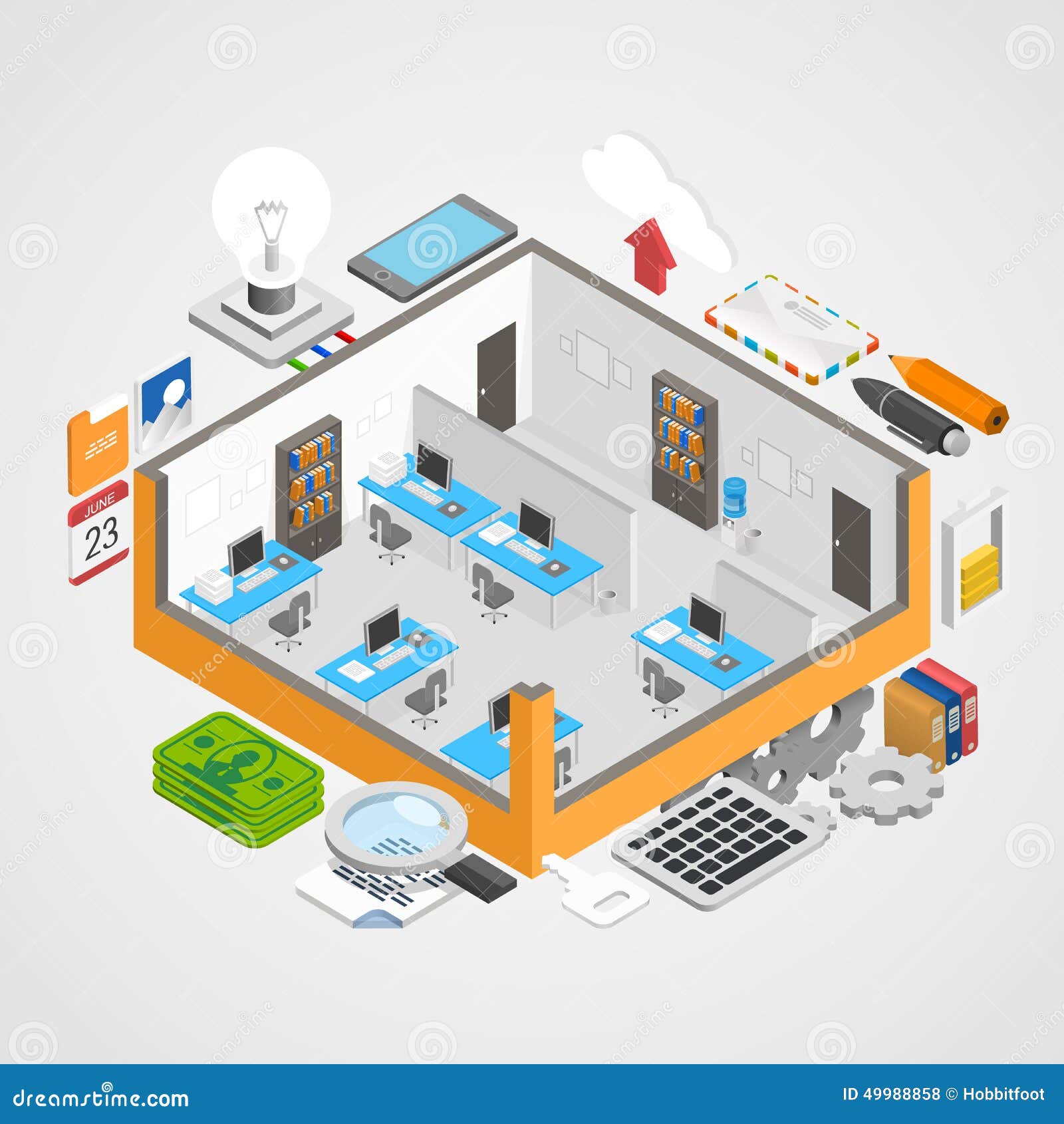 Office room icons set stock vector. Illustration of modern - 49988858