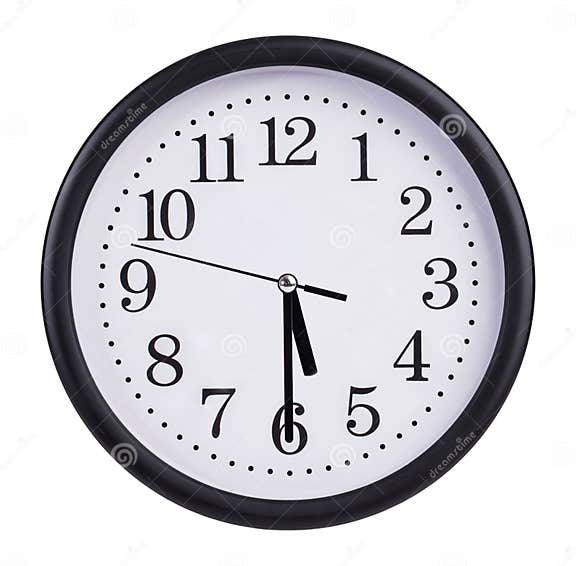 Office Round Clock Shows Half Past Five Stock Image - Image of ...