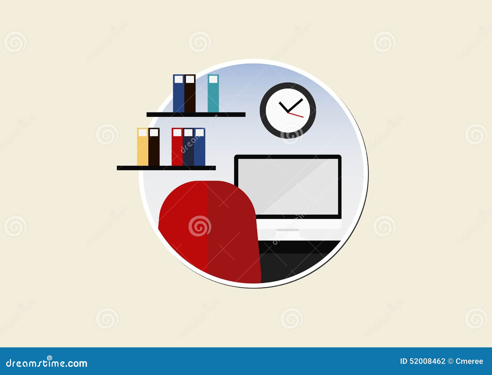 Office round illustration stock vector. Illustration of office - 52008462